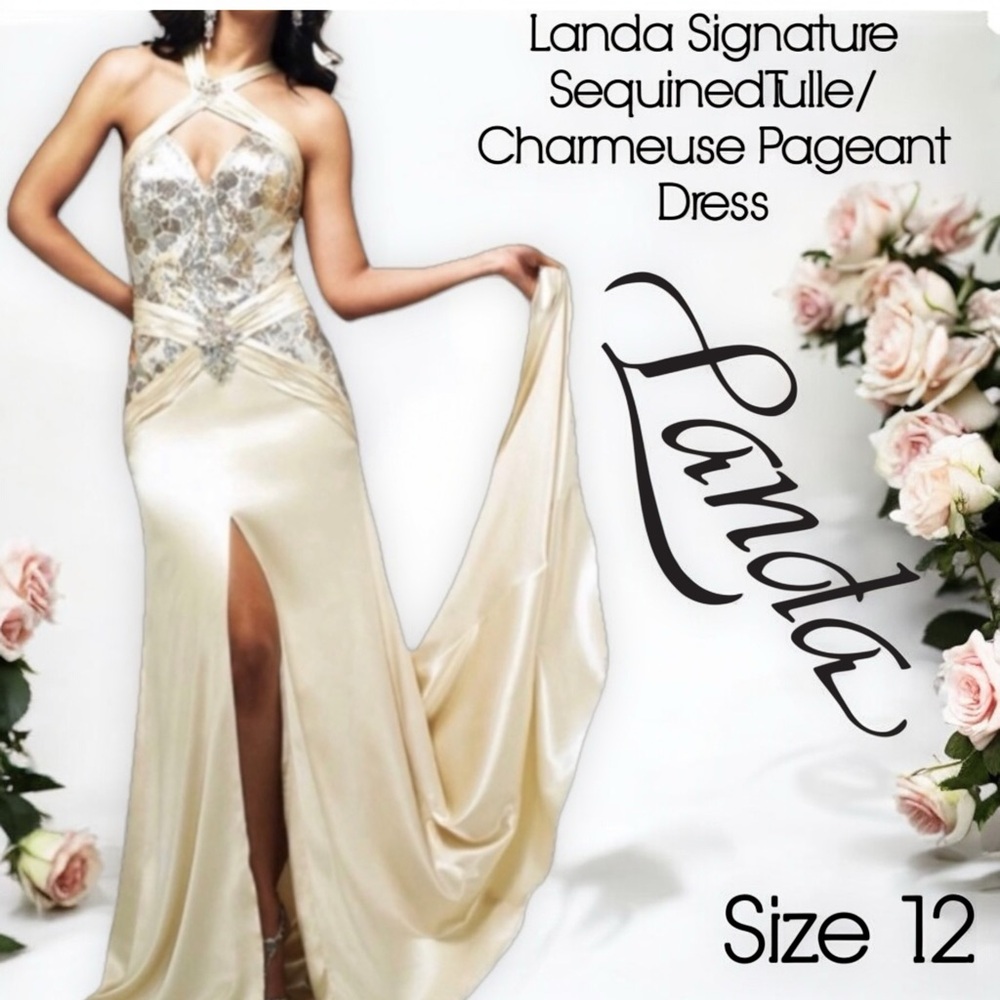 Landa Signature Sequined Tulle/Charmeuse Pageant Dress - Gem